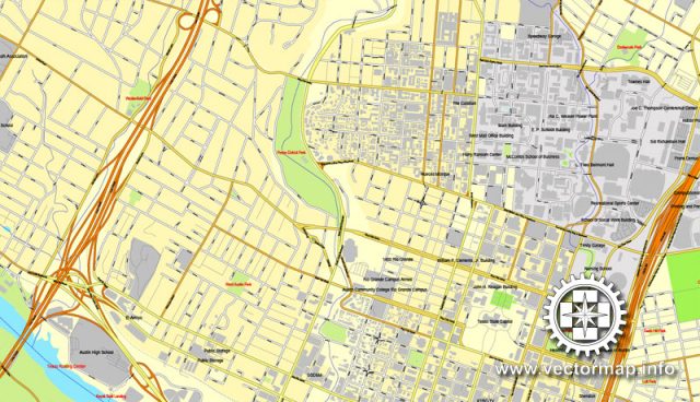 Austin Texas US vector map V.2 Adobe Illustrator editable City Plan ...