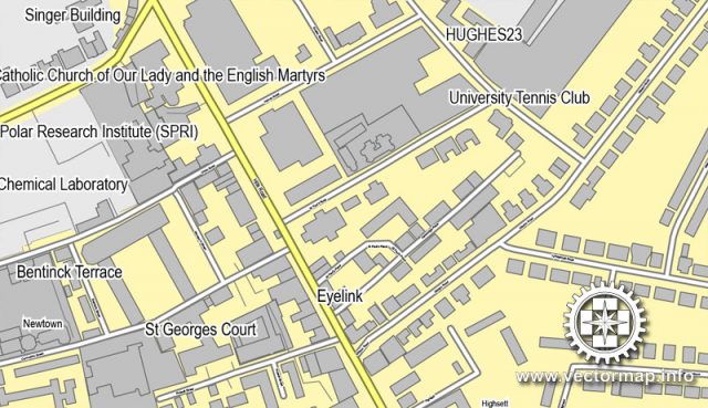 Cambridge UK Great Britain printable vector street map: City Plan full ...