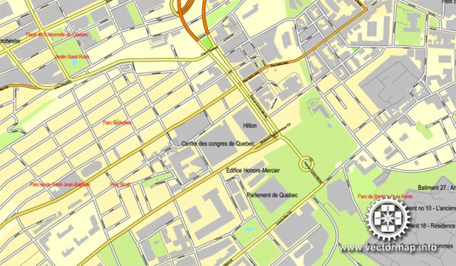 Quebec City map in Adobe Illustrator, Canada. Printable vector street ...