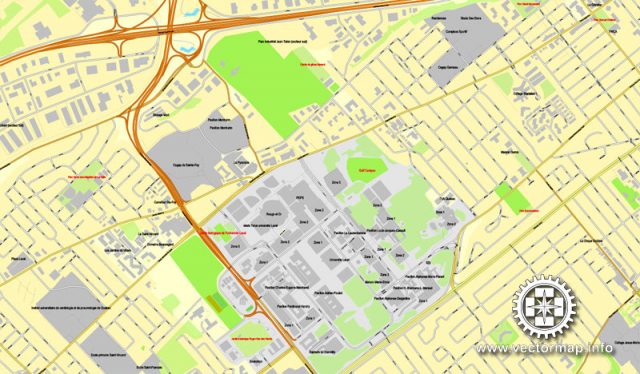 Quebec City map in Adobe Illustrator, Canada. Printable vector street ...