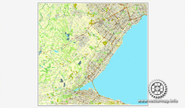 Toronto, Canada map for Adobe Illustrator, printable vector street City ...