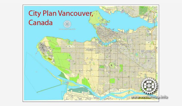 Vancouver map V.2 in Adobe PDF: Printable City Plan Map of Vancouver ...