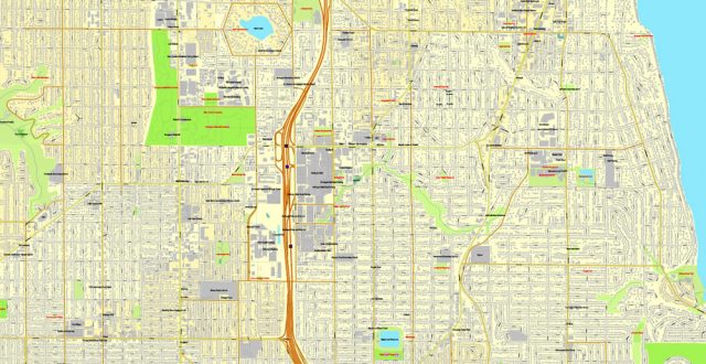 Seattle Map Vector state Washington US printable City Plan 3 parts full ...