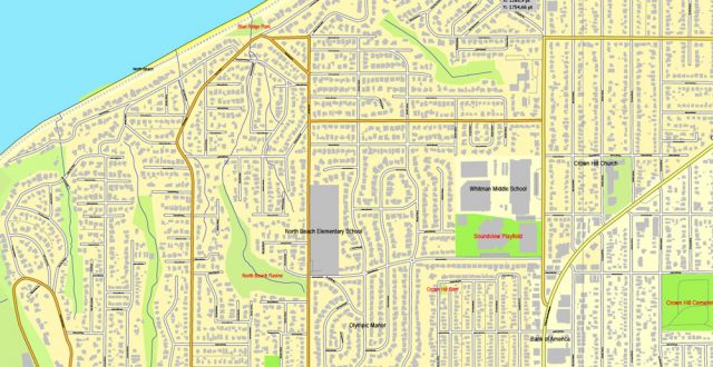 Seattle Map Vector state Washington US printable City Plan 3 parts full ...