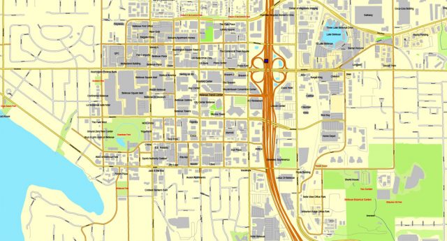Seattle Map Vector state Washington US printable City Plan 3 parts V2 ...