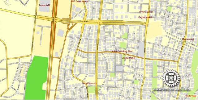 Ankara Turkey printable vector street City Plan map, full editable ...