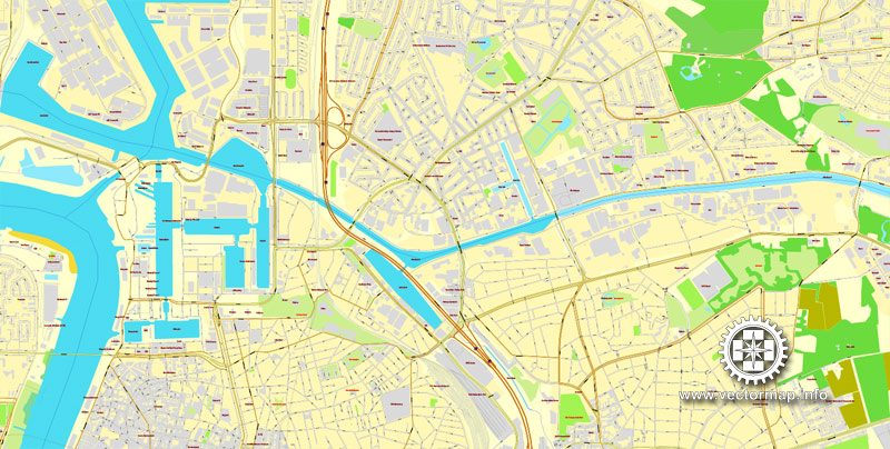 Antwerp Belgium printable vector street City Plan map V.2, full ...