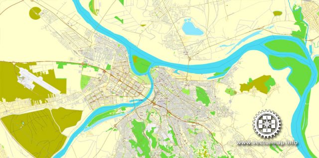Belgrade, Serbia, printable vector street City Plan map, full editable ...