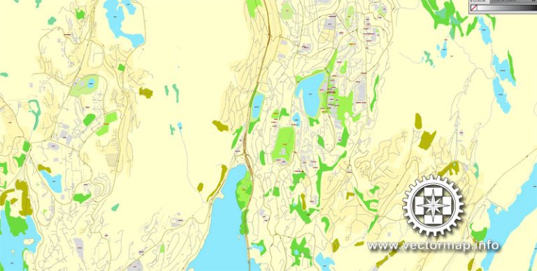 Bergen, Norway, printable vector street City Plan map, full editable ...