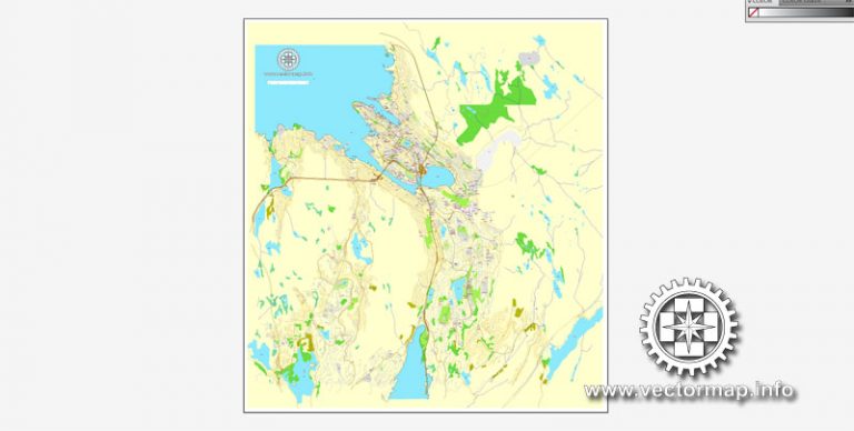 Bergen Norway Vector Map printable City Plan full editable Adobe ...