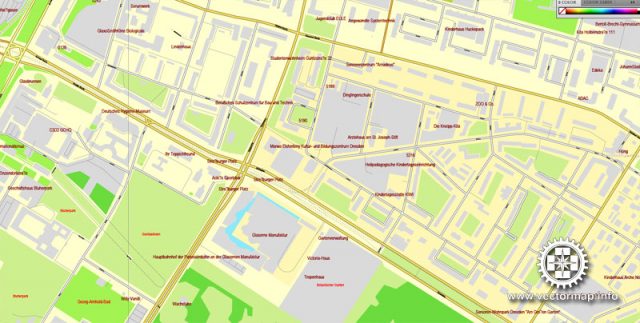 Dresden, Germany, printable vector street City Plan map, full editable ...