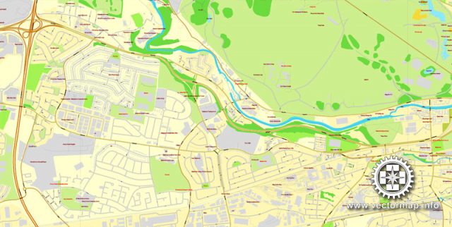 Dublin Ireland Vector Map printable City Plan full editable, Adobe ...