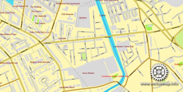 Dublin Ireland Vector Map printable City Plan full editable, Adobe ...