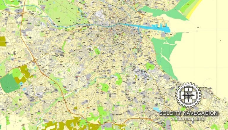 Dublin PDF Map Ireland printable vector City Plan V.2 full editable ...