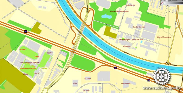 Ghent, Belgium, printable vector street City Plan map, full editable ...