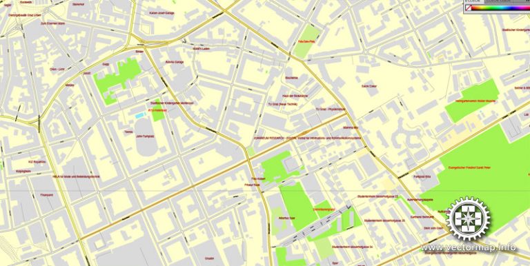 Graz, Austria, printable vector street City Plan map, full editable ...
