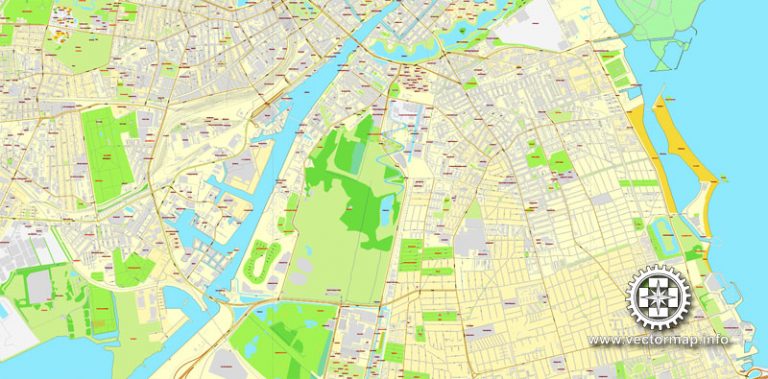 Copenhagen / København, Denmark, printable vector street City Plan map ...