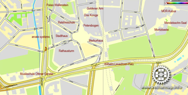 Leipzig, Germany, printable vector street City Plan map, full editable ...