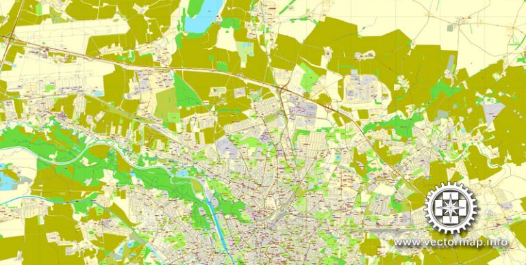 Leipzig Germany Map Vector printable City Plan full editable Street Map ...