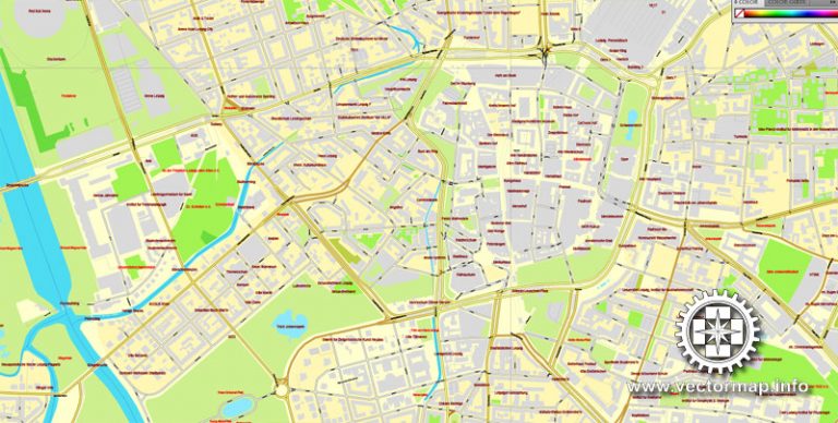 Leipzig Germany Map Vector printable City Plan full editable Street Map ...