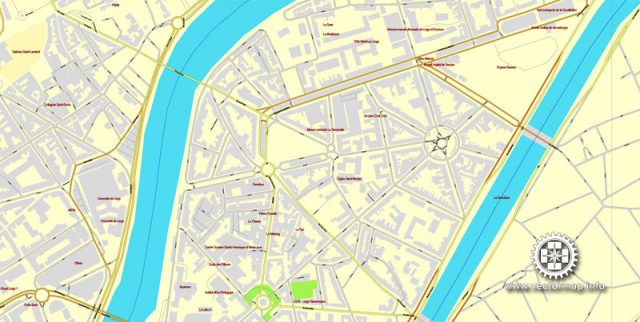 Liege, Belgium, printable vector street City Plan map, full editable ...