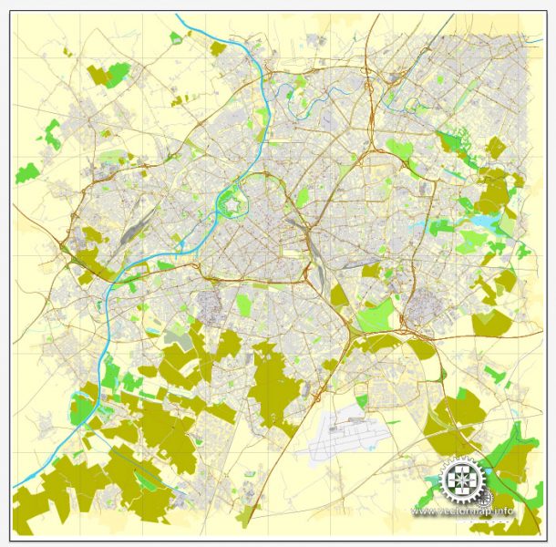 Lille, France, printable vector street Simple City Plan map, full ...