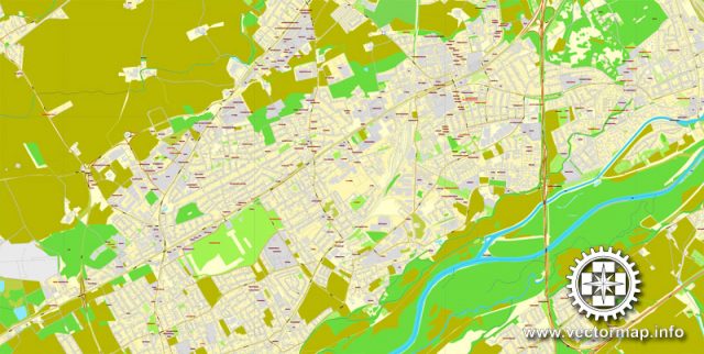 Linz, Austria, printable vector street City Plan map, full editable ...