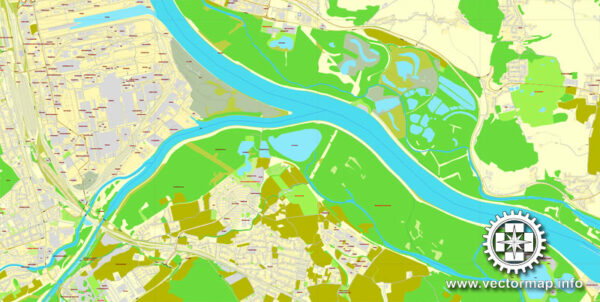 Linz, Austria, printable vector street City Plan map, full editable ...