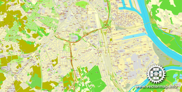 Linz, Austria, printable vector street City Plan map, full editable ...