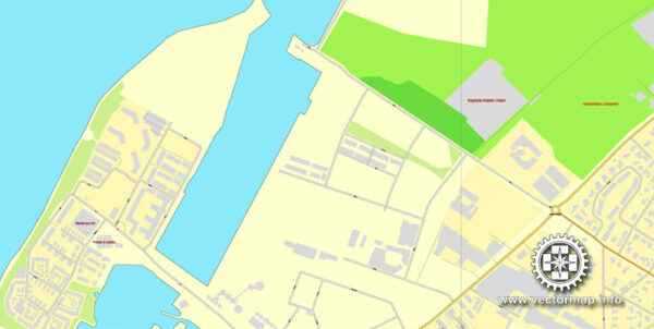 Malmo / Malmö, Sweden, exact printable vector street map, City Plan ...