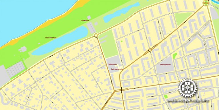 Malmo / Malmö, Sweden, exact printable vector street map, City Plan ...