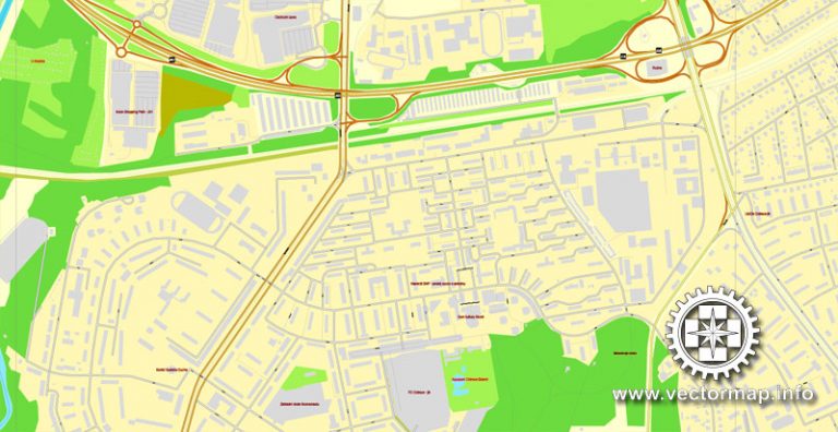 Ostrava, Czech Republic, printable vector street map, City Plan full ...