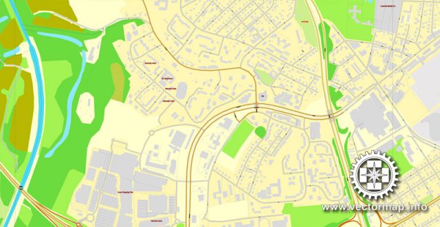 Ostrava, Czech Republic, printable vector street map, City Plan full ...