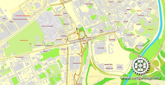 Ostrava, Czech Republic, printable vector street map, City Plan full ...