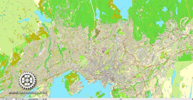 Oslo Map Vector Norway printable detailed City Plan V.2 full editable Street Map Adobe ...