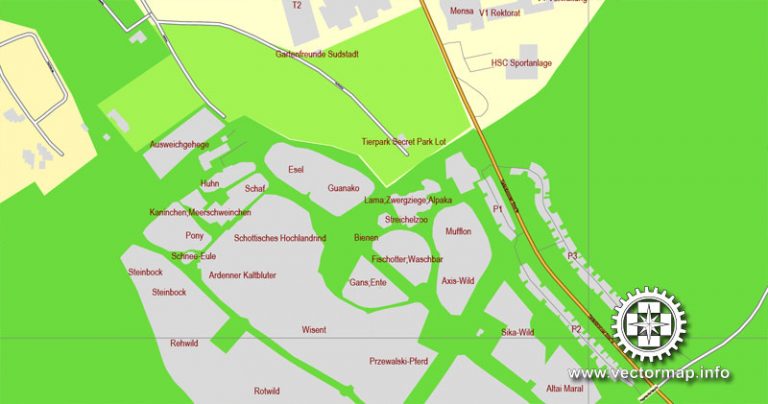 Pforzheim, Germany, printable vector street map, Exact City Plan full ...