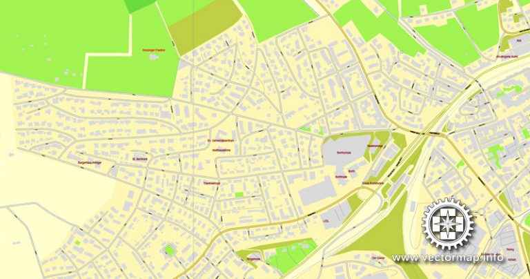Pforzheim, Germany, printable vector street map, City Plan full ...
