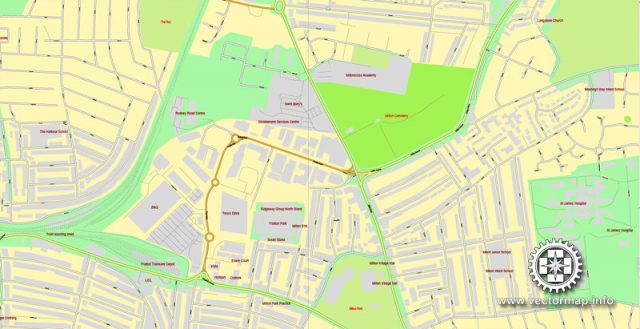 Portsmouth Map UK printable vector street map full editable Exact City ...