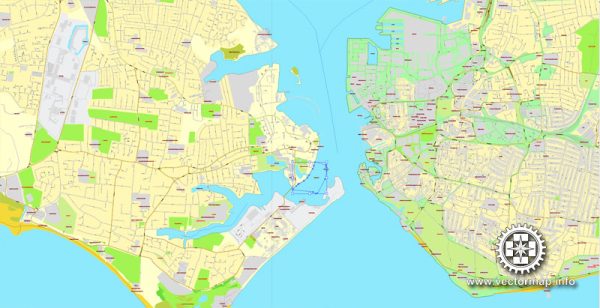 Portsmouth Map UK printable vector street map full editable Exact City ...