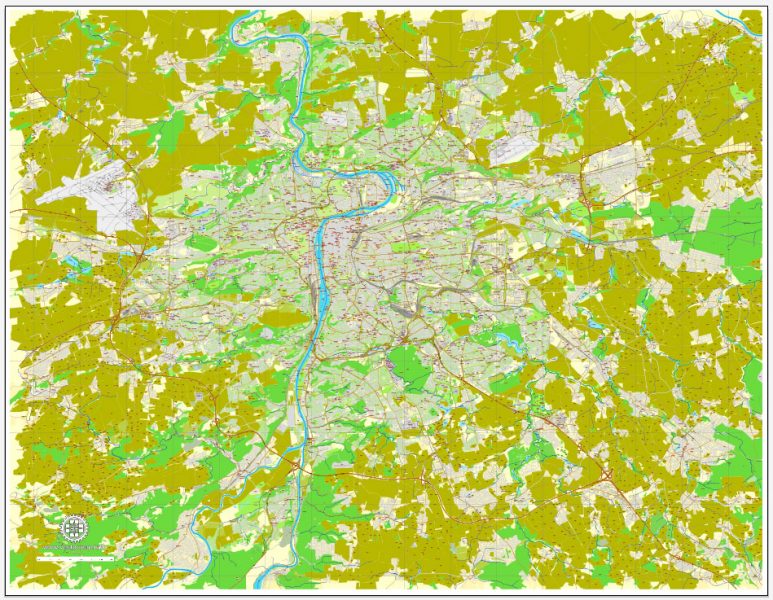 Prague Praha Czech Republic Map Vector City Plan Low Detailed (for small print size) Street Map ...