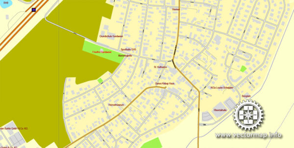 Rastatt / Baden-Baden, Germany, printable vector street map, City Plan ...