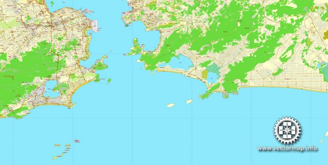 Rio de Janeiro, Brazil, printable vector street map, City Plan V.2 in 2 ...