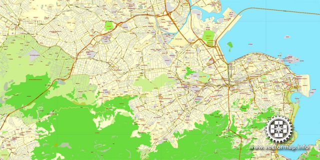 Rio de Janeiro, Brazil, printable vector street map, City Plan V.3 full ...