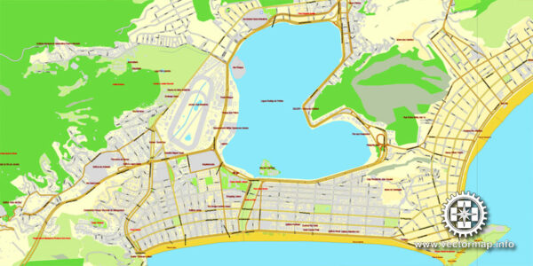 Rio de Janeiro, Brazil, printable vector street map, City Plan V.3 full ...