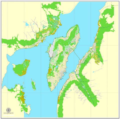Tromsø / Tromso, Norway, printable vector street map, City Plan V.2 ...