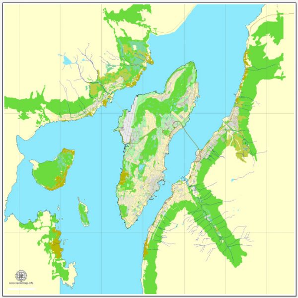 Tromsø / Tromso, Norway, printable vector street map, City Plan V.2 ...