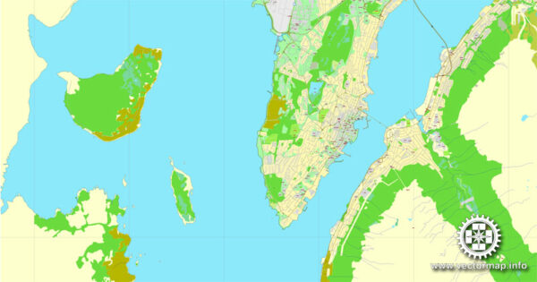 Tromsø / Tromso, Norway, printable vector street map, City Plan V.2 ...