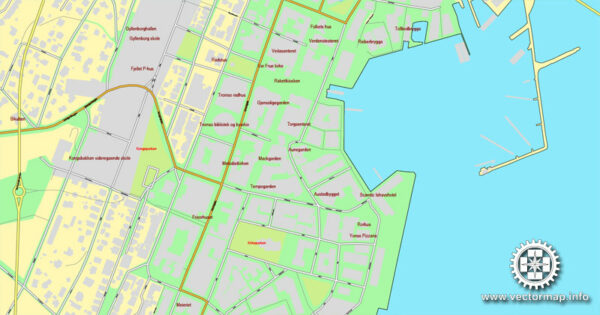 Tromsø / Tromso, Norway, printable vector street map, City Plan V.2 ...