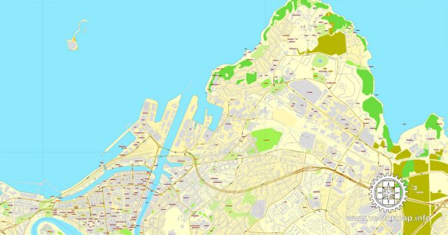 Trondheim, Norway, printable vector street map, City Plan, fully ...