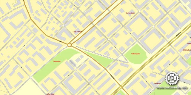 Uppsala, Sweden, printable vector street map, City Plan full editable ...